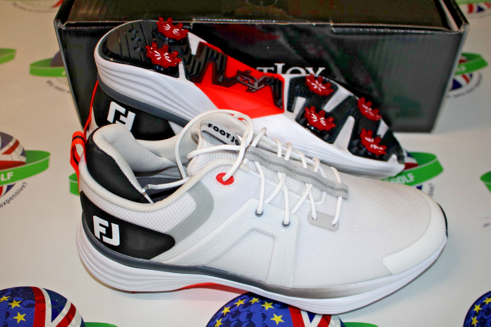 Footjoy Hyperflex Golf Shoes White/Grey/Black/Orange Uk Size 9.5 Mediu ...