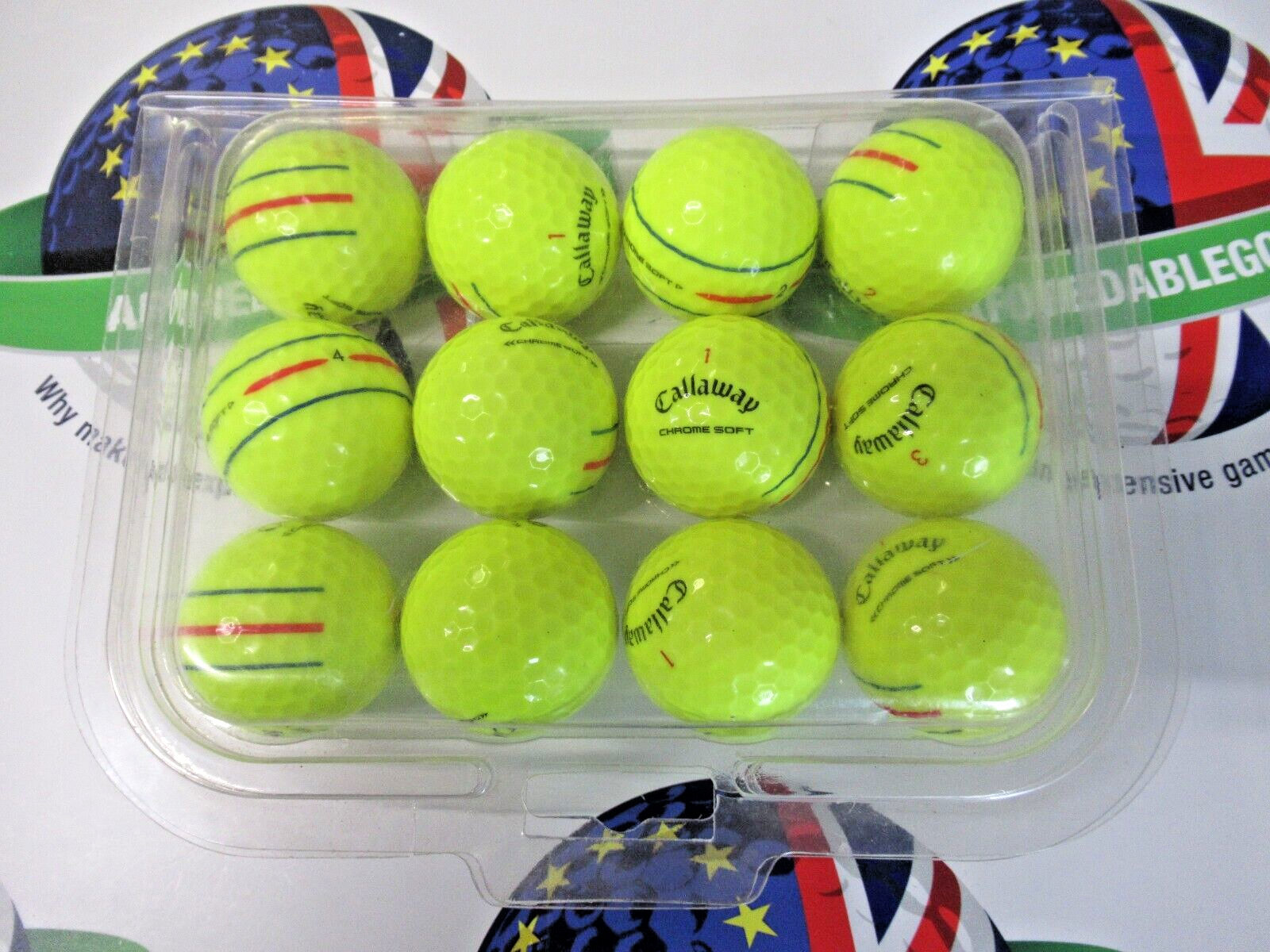 12 Callaway Chrome Soft Triple Track Optic Yellow Golf Balls Pearl/Pea ...
